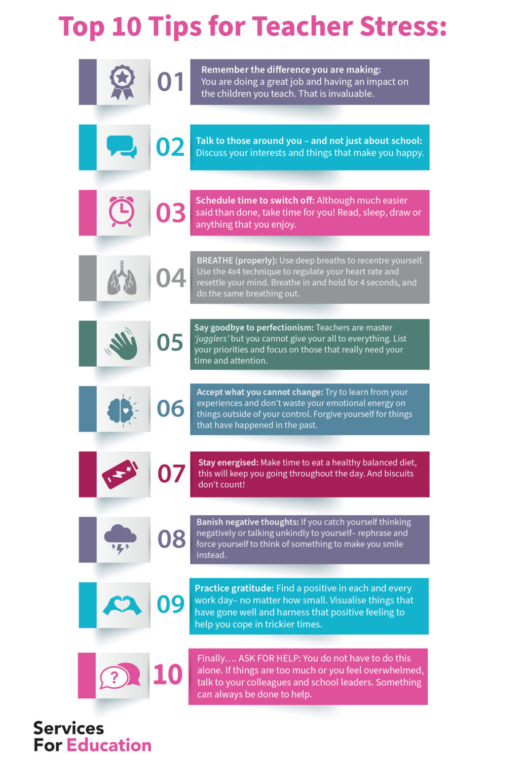 Top 10 Tips for Teacher Stress - Services For Education